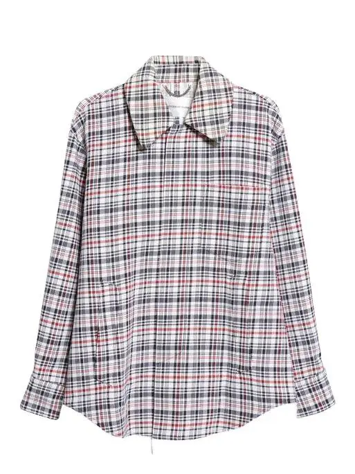 Victoria Beckham Relaxed Plaid Cotton & Virgin Wool Cocoon Shacket - White/blue/red