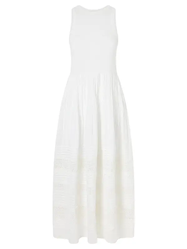 Polo Ralph Lauren Crochet-trimmed Ribbed Cotton-blend Maxi Dress - White
