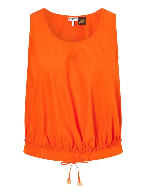 Loewe Anagram Appliquéd Cotton-popeline Top - Orange