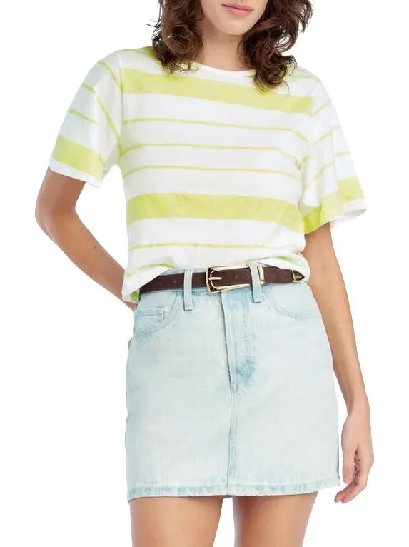FAVORITE DAUGHTER The Joanne Stripe Cotton & Linen T-shirt - Green Tea Stripe