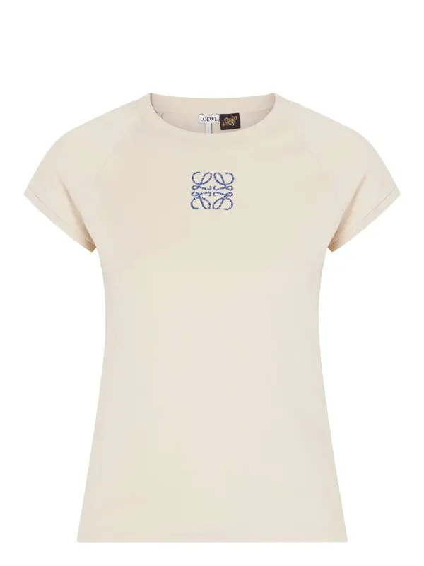 Loewe Anagram Logo-embroidered T-shirt - Beige
