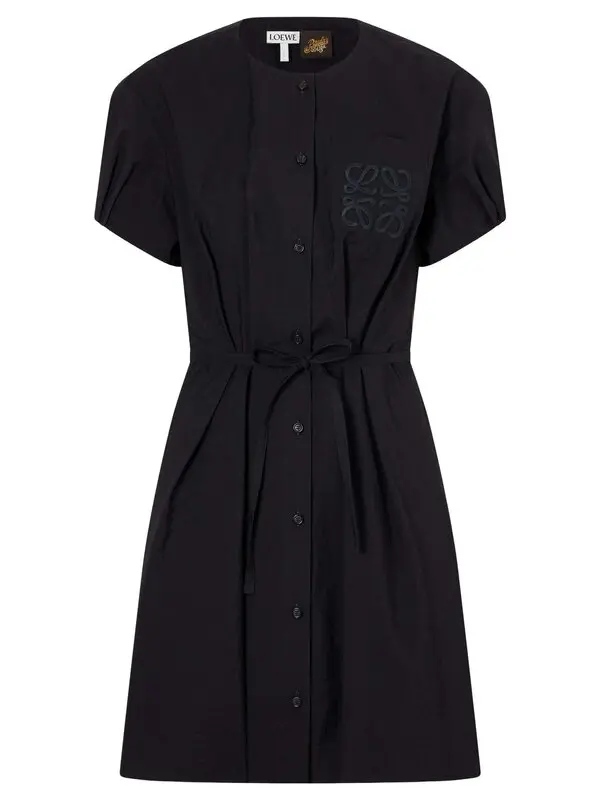 Loewe Belted Embroidered Cotton-blend Midi Dress - Black