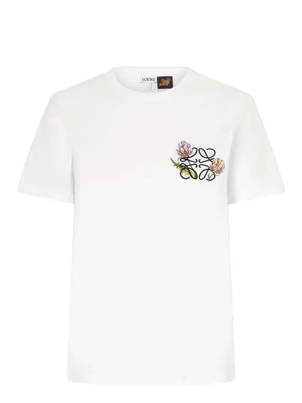 Loewe Logo-embroidered Cotton T-shirt - White