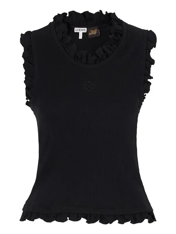 Loewe Ruffled Tank Top - Black