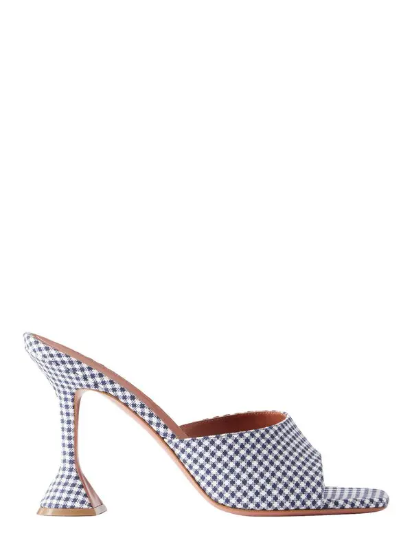 Amina Muaddi Lupita 95 Gingham Woven Sandals - Blue