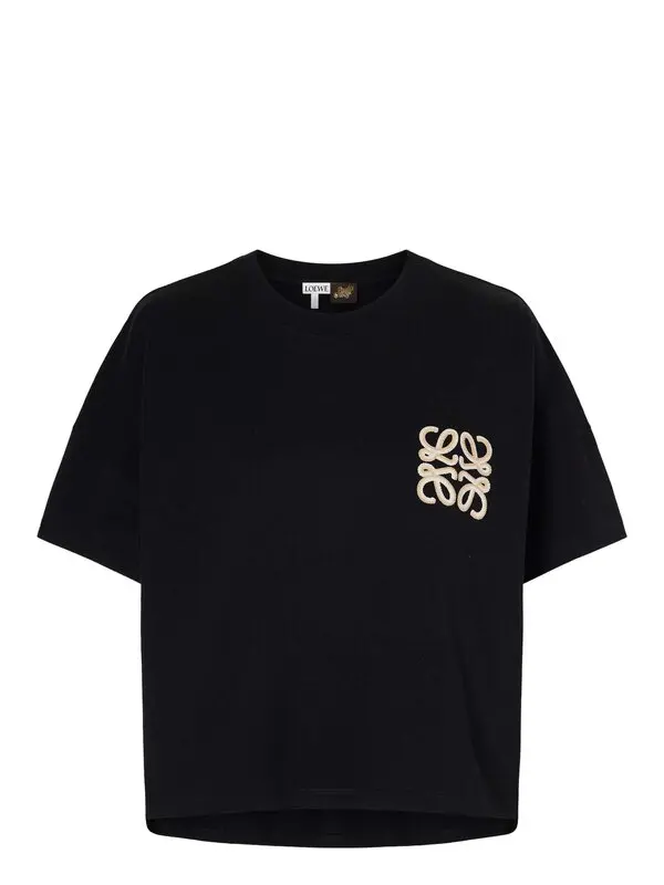 Loewe Logo-embroidered Cotton-jersey T-shirt - Black
