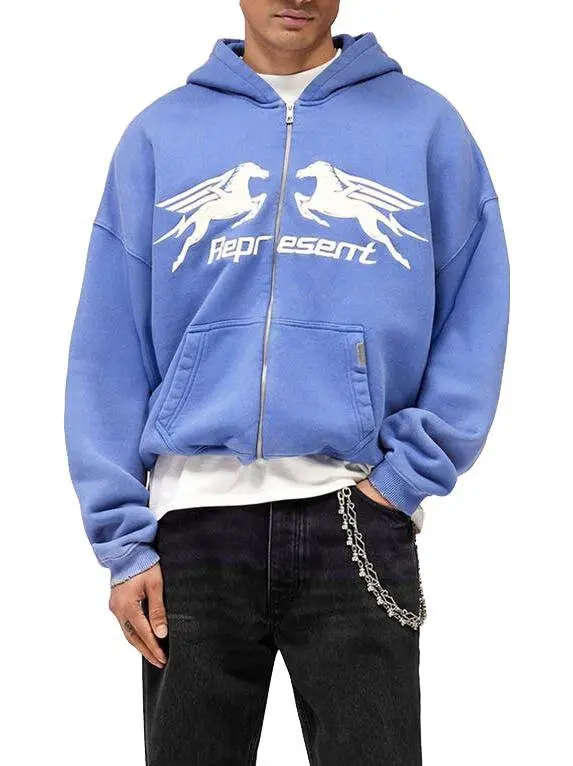 REPRESENT Pegasus Graphic Zip Hoodie - Indigo