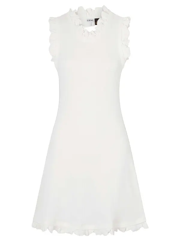 Loewe Ruffled Cotton-blend Mini Dress - White