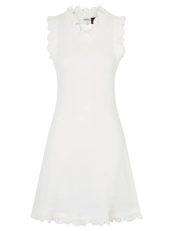 Loewe Paula's Ibiza Ruffled Cotton-blend Mini Dress - White