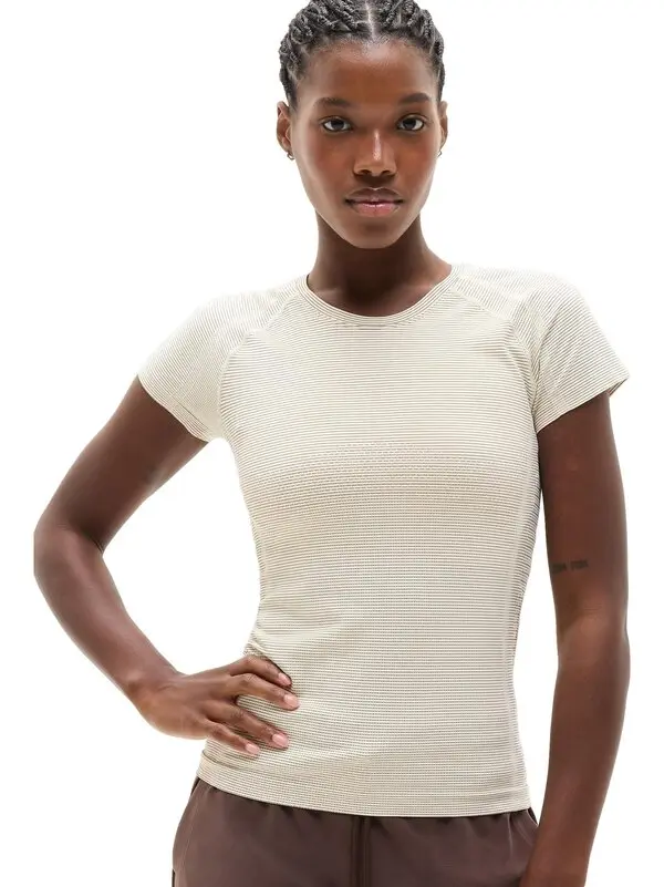 Athleta Momentum Flex T-shirt - Pearl Mini Stripe