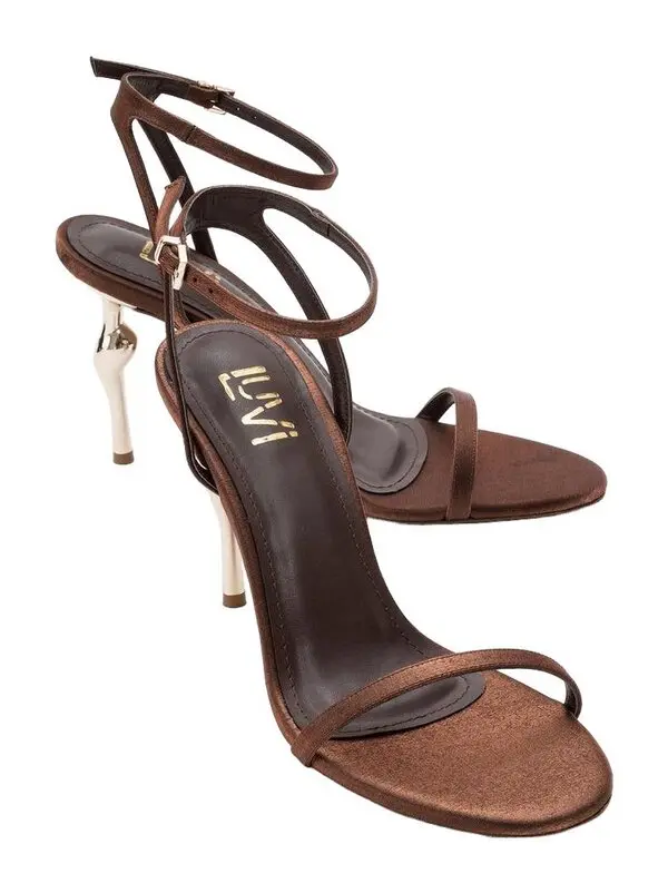 PROLOGUE SHOES Jasmin Stiletto Sandal With Ankle Strap - Copper