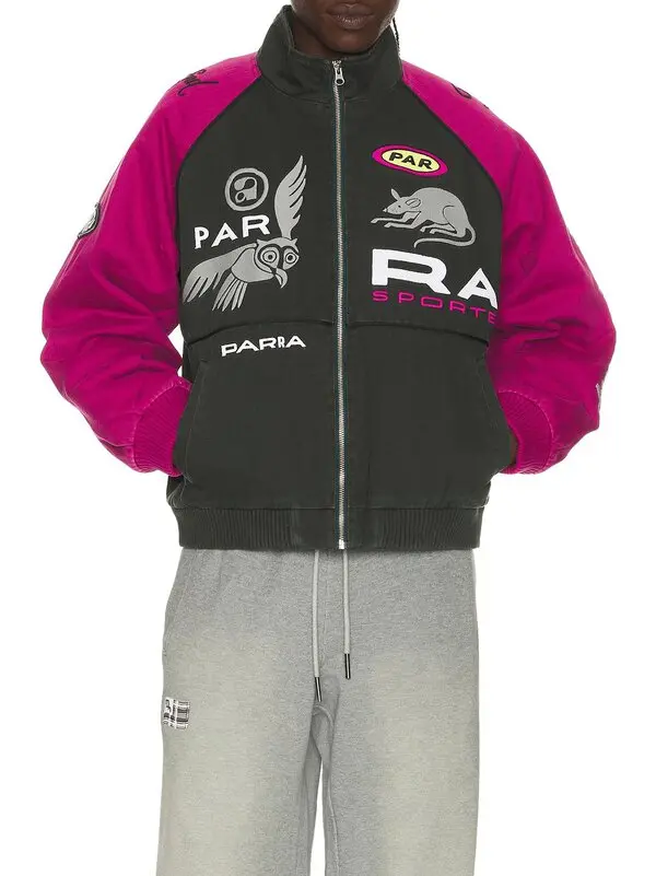 PARRA Owl Meets Rat Racing Jacket - Purple Pink