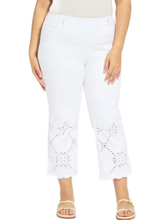 Lyssé Billie Eyelet Pull-on High-waist Crop Straight-leg Jeans - White