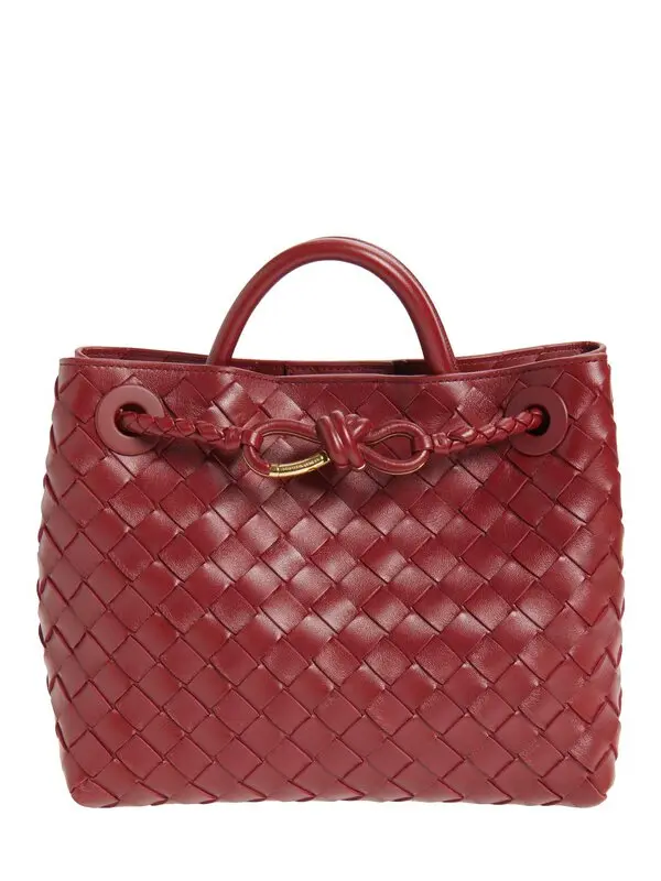 Bottega Veneta Small Andiamo Intrecciato Lambskin Leather Bag - 6551 Lava Red-m B