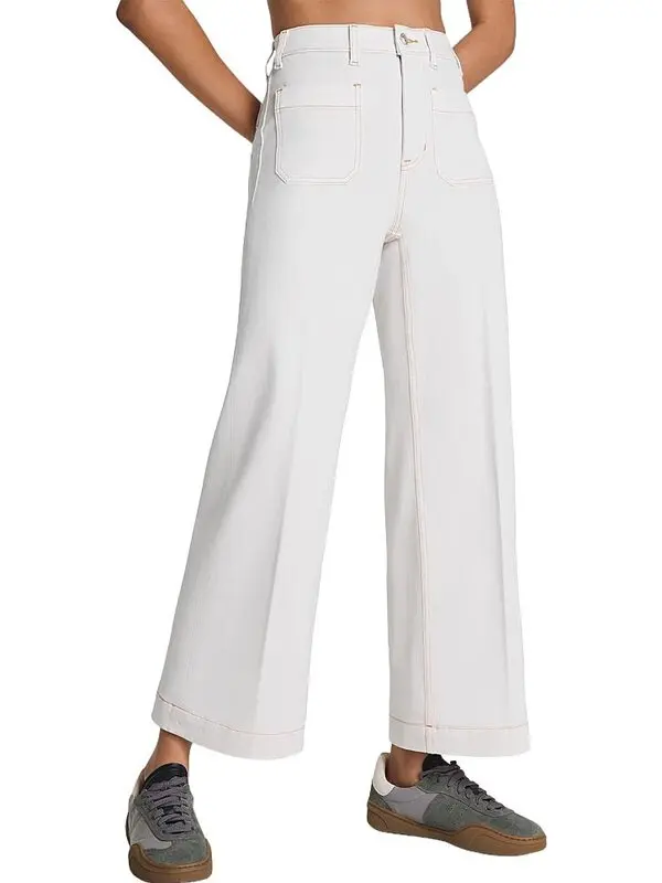 Spanx Authentic 360 High Rise Cropped Wide Jeans - Alabaster
