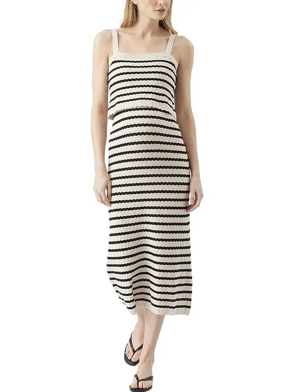 RIPE MATERNITY Pointelle Knit Nursing Dress - Natural / Black