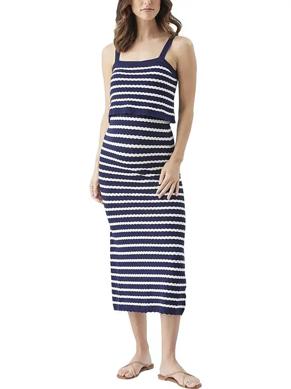 RIPE MATERNITY Pointelle Knit Nursing Dress - Navy / White