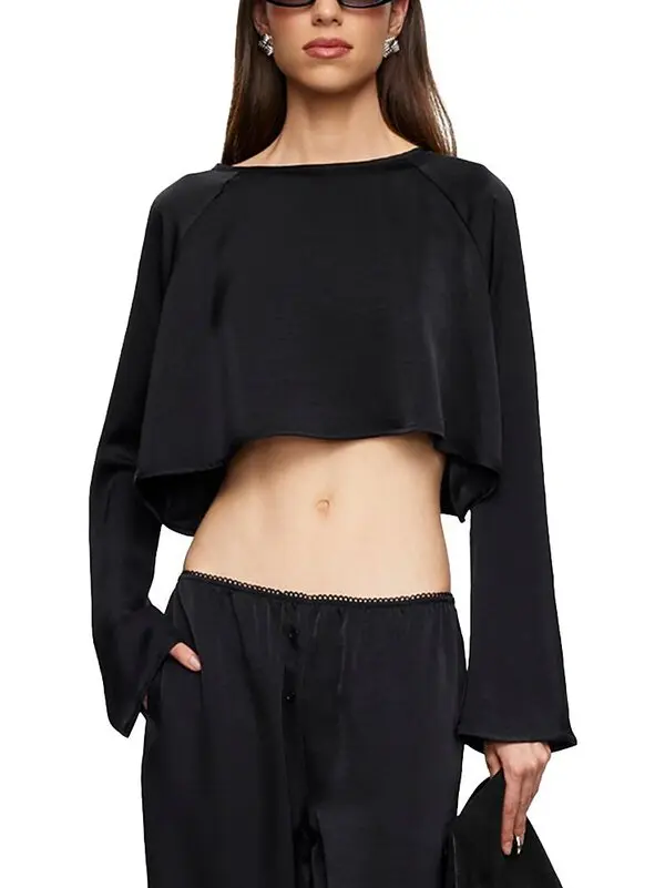 Lioness Gloss Long Sleeve Top - Noir