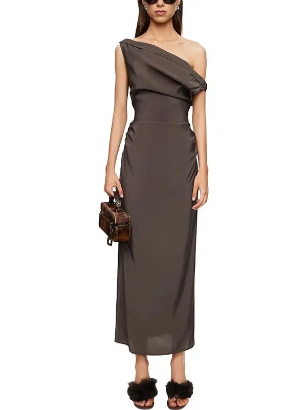 Lioness One Shoulder Maxi Dress - Cocoa