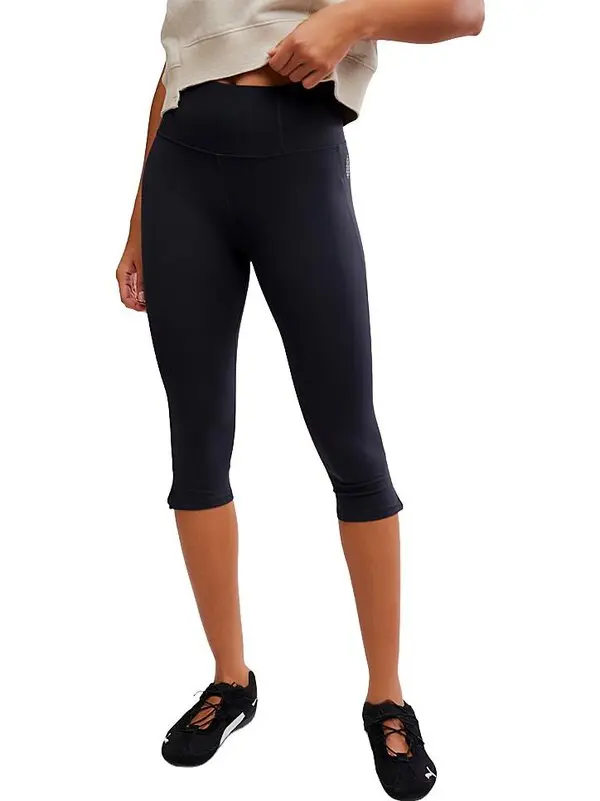 Free People Never Better Mini Flare Cropped Leggings - Black