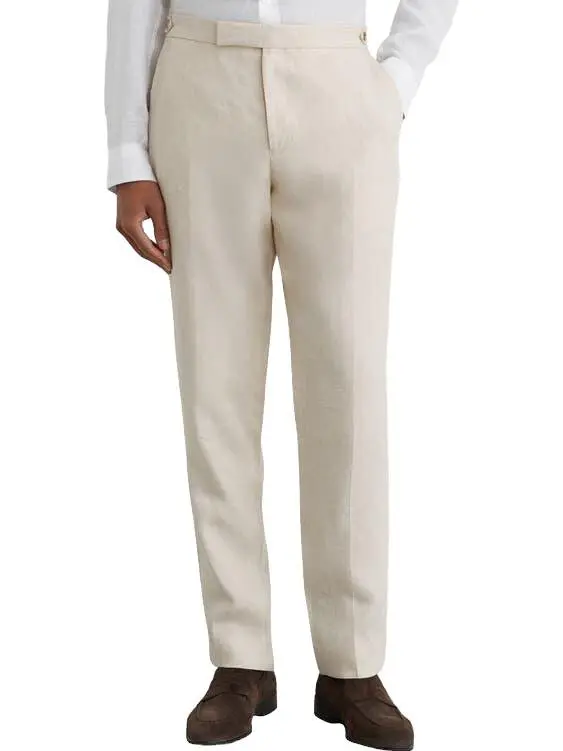 REISS Atlantic Tailored Fit Linen Pants - Stone