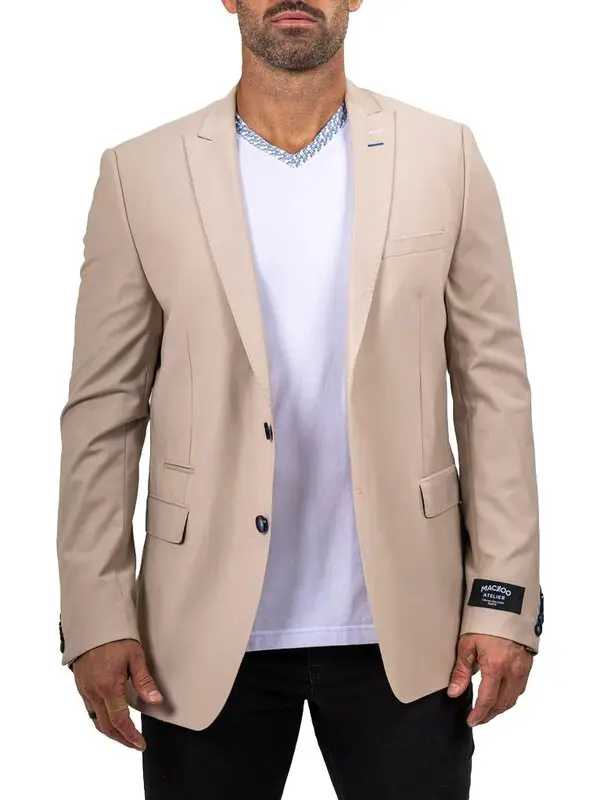 MACEOO Descartes Marthyr0004 Stretch Peak Lapel Blazer - Brown