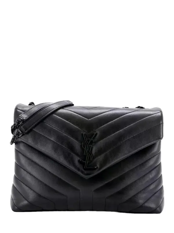 Saint Laurent Loulou Matelasse Chevron Leather Large Shoulder Bag - Black
