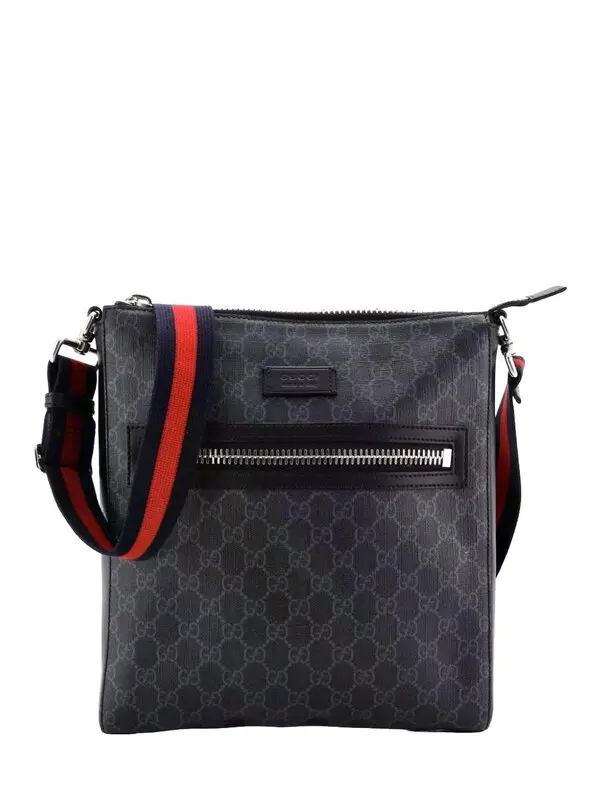 Gucci Gg Coated Canvas Web Strap Messenger Bag - Black