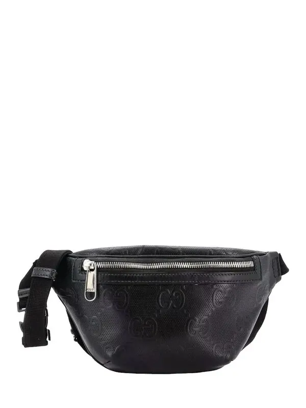 Gucci Gg Embossed Perforated Leather Belt Bag - Black