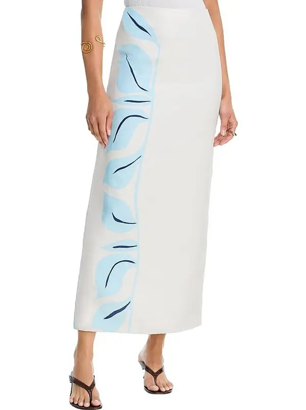 CALA DE LA CRUZ Bruna Printed Linen Skirt - Foglie
