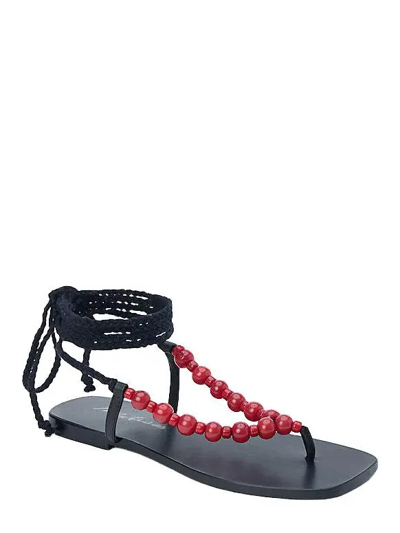 Matisse Elvie Beaded Ankle-wrap Sandals - Black
