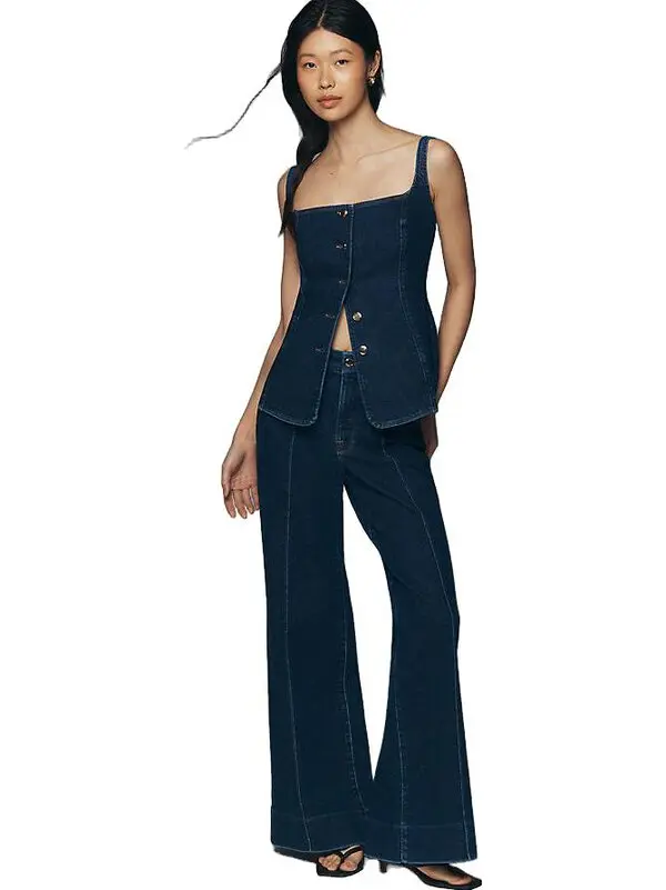Good American Waist Palazzo High-rise Wide-leg Jeans - Indigo1169