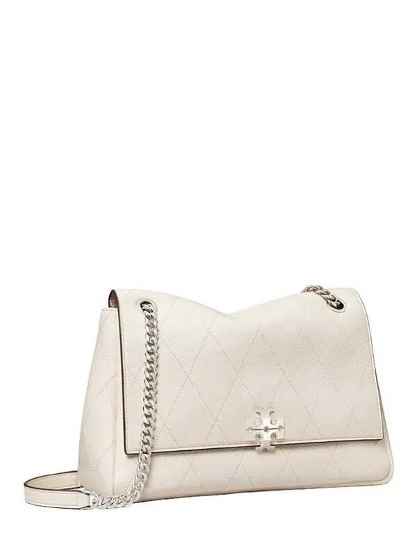 Tory Burch Charlie Quilted Shoulder Bag - Light Cream