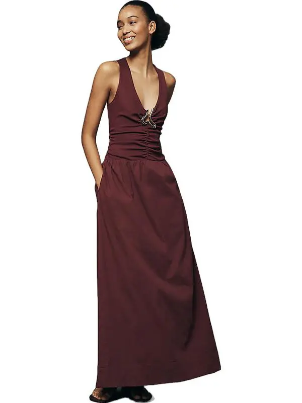 SOVERE Hari Halter Maxi Dress - Plum