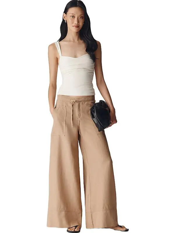 Anthropologie A-line Wide Leg Trousers - Safari