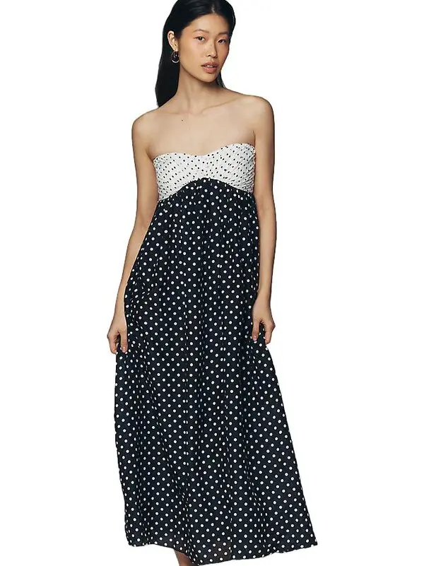 RACHEL ANTONOFF Petite Cotton Silk Jaclyn Dress - Black & White Polka Dot