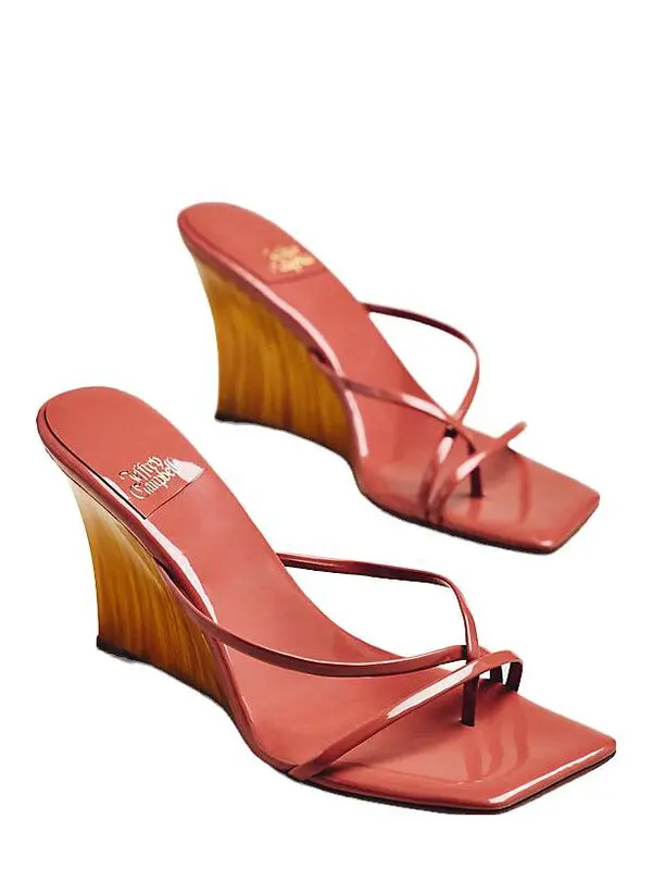 Jeffrey Campbell Strappy Wedge Heels - Deep Pink Patent