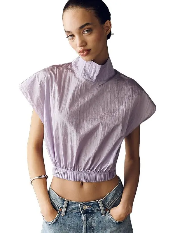 S/W/F Funnel-neck Crop Top - Lilac