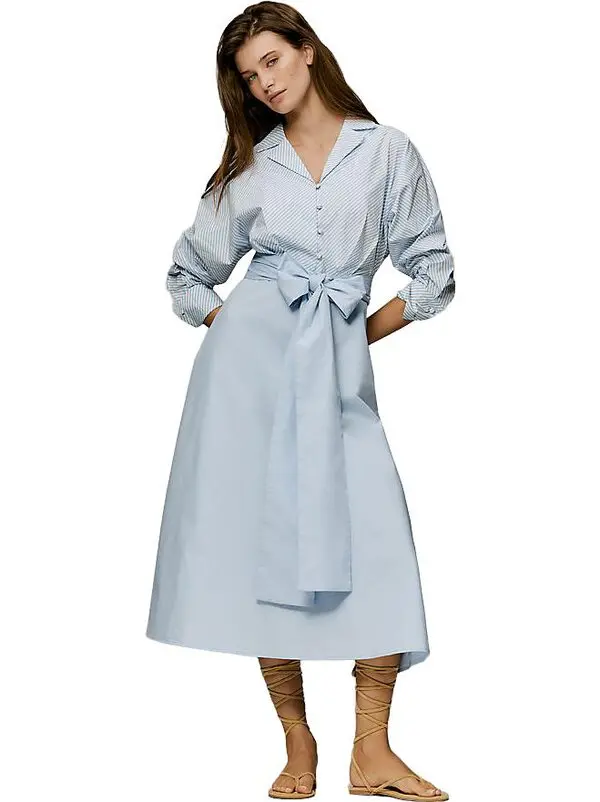 EN SAISON Cotton Wrap Shirt Dress - Blue