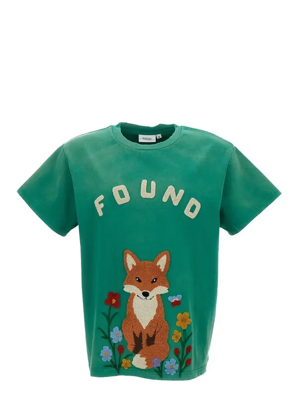 FOUND Wildlife Chenille-embroidered T-shirt - Green