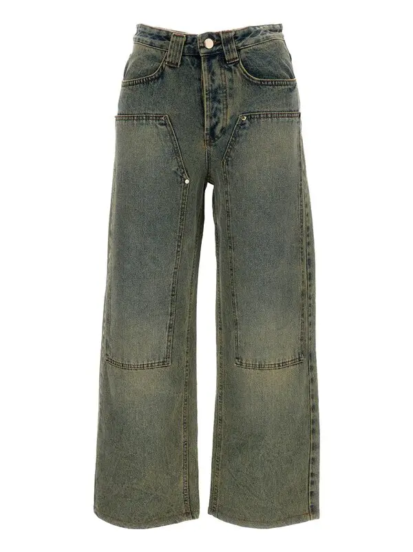 META CAMPANIA COLLECTIVE Milton Tea-wash Denim Carpenter Pants - Blu