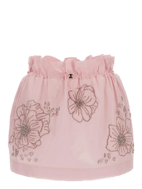 DES_PHEMMES Mini Skirt With Rhinestone Embellishments - Rosa