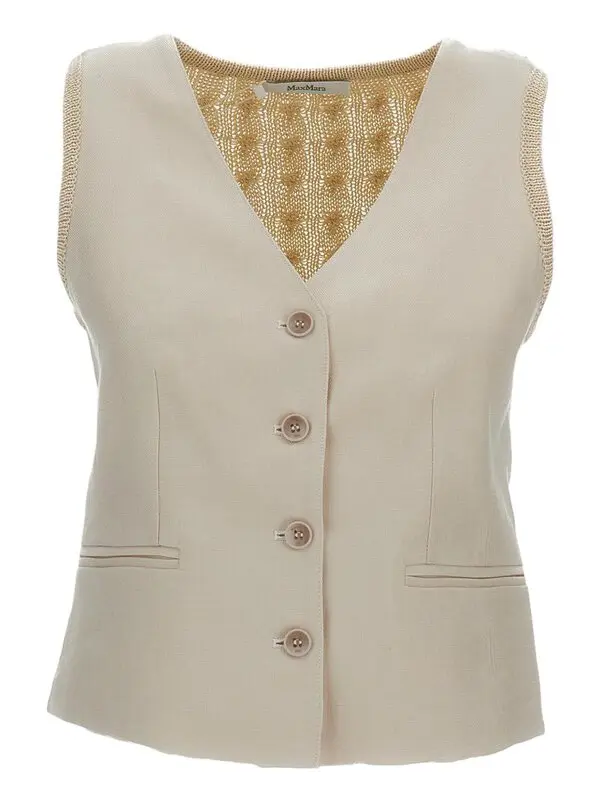 Max Mara Gilet Calibri Linen Vest - Beige