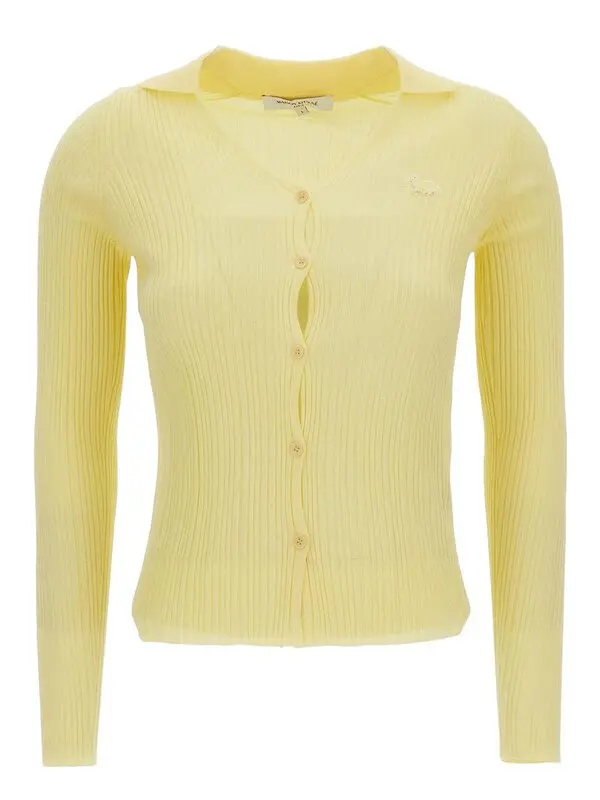 Maison Kitsuné Baby Fox Ribbed Cardigan - Yellow