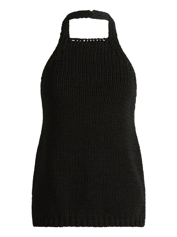 RÓHE Chunky Knit Halter Top - Black