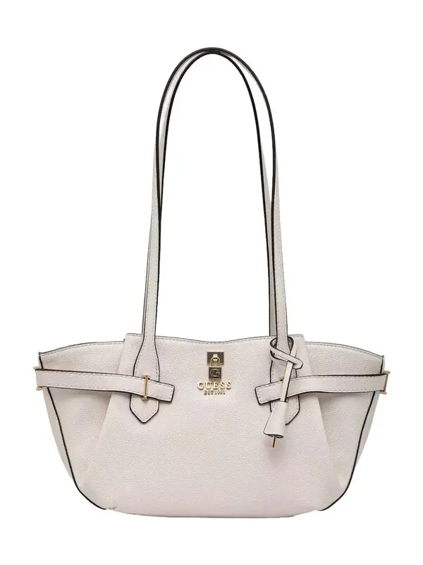 Guess Belted Pebbled Shoulder Bag - Neutrals