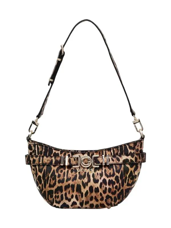 Guess Leopard-print Tote Bag With Buckle Detail - Brown