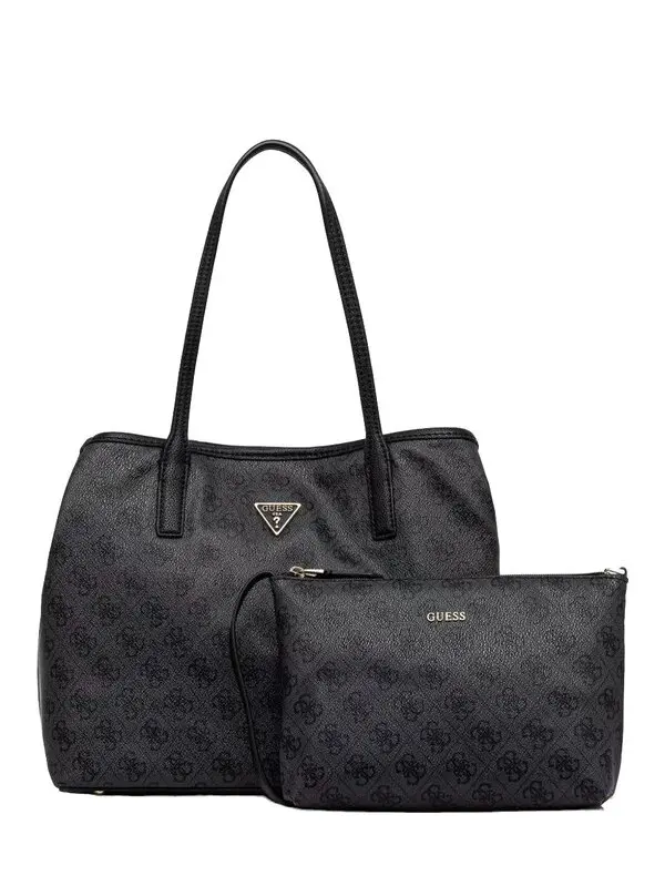 Guess Monogram-pattern Tote Bag With Pouch - Black