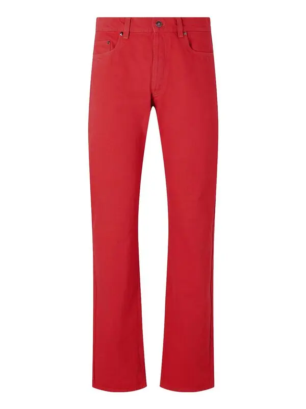 Versace Straight-leg Jeans With Logo Appliqu - Red