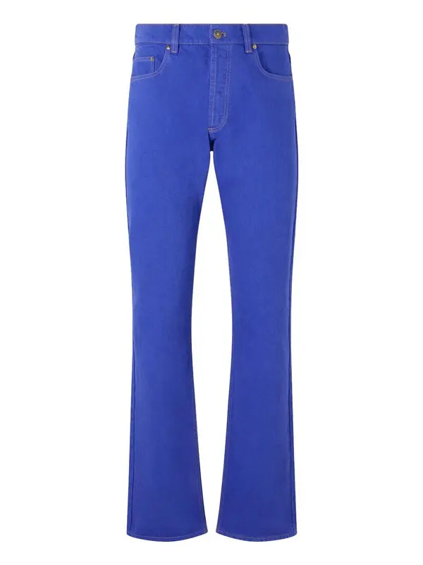 Versace Straight-leg Jeans With Logo Appliqu - Blue